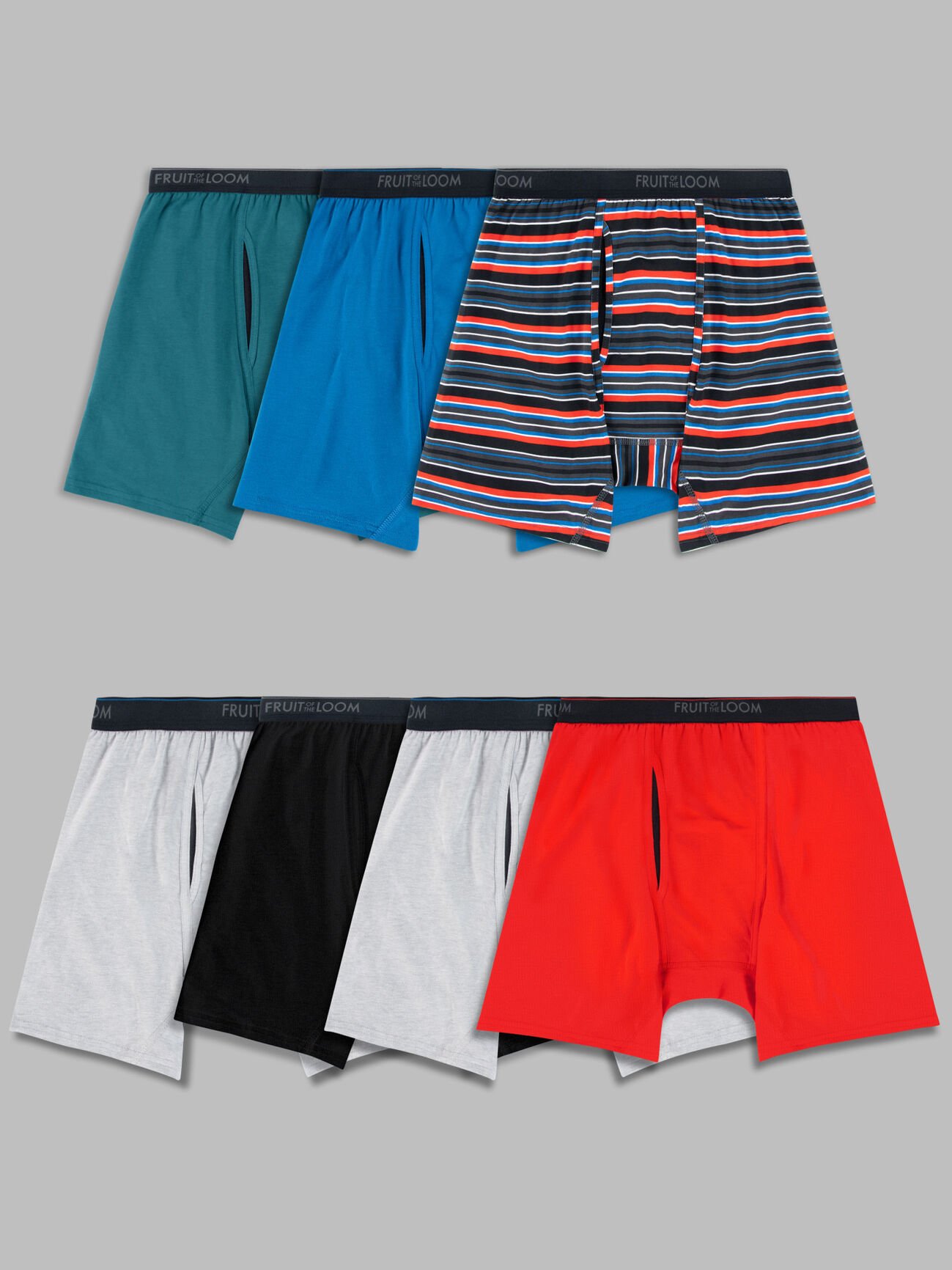 Mens Cotton Stretch Boxer Briefs Assorted 7 Pack